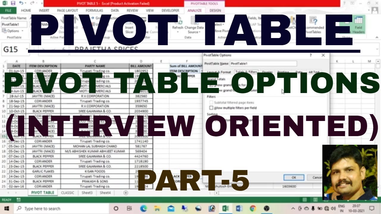 PIVOT TABLE ALL OPTIONS | HOW TO USE PIVOT TABLE OPTIONS IN EXCEL ...