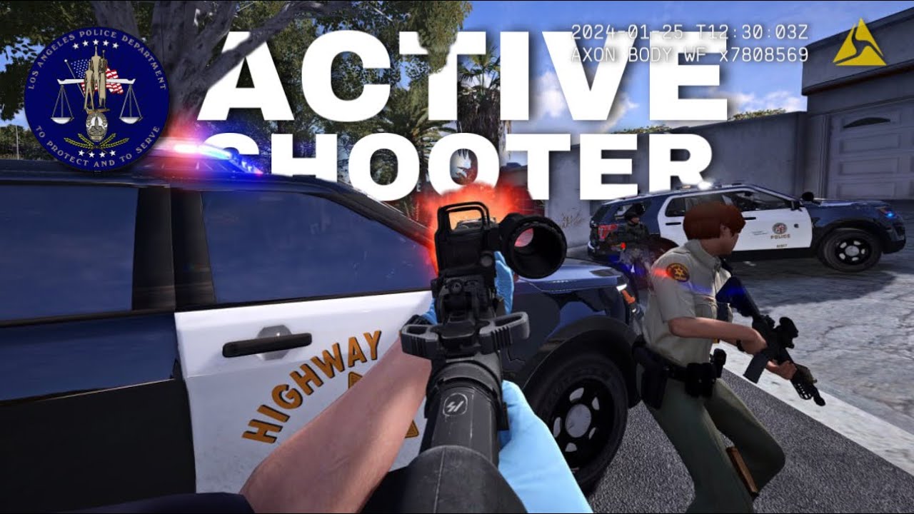 [NO COMMENTARY] 4K GTA V LAPD - ACTIVE SHOOTER, KNIFE ATTACK & SHOTS ...