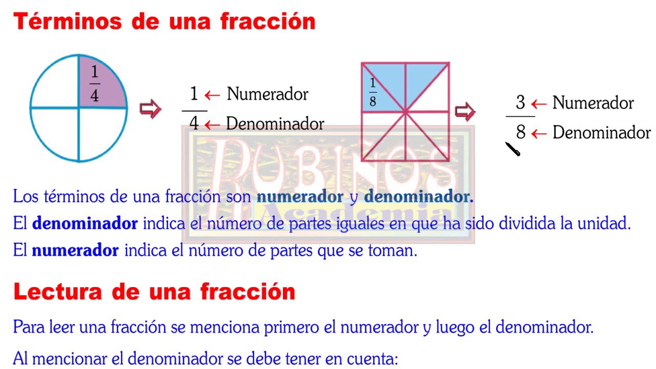 REPRESENTACION GRAFICA DE UNA FRACCION , TERMINOS Y LECTURA DE UN ...