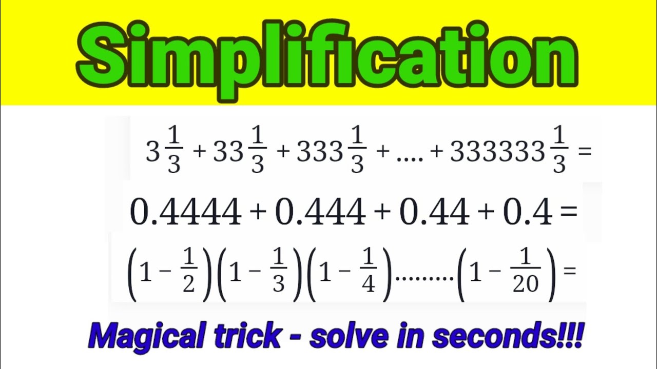 Magical trick of simplification - solve in seconds - YouTube