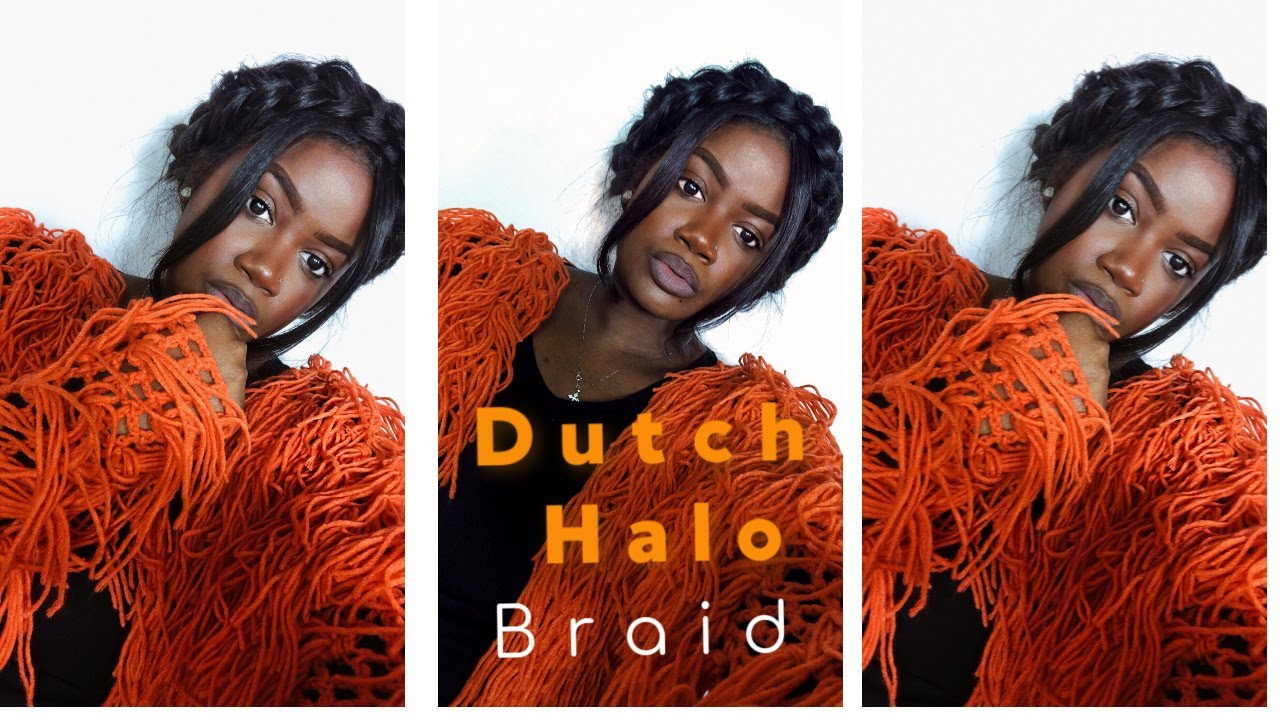 EASY DUTCH HALO BRAID ON NATURAL HAIR| KINKY STRAIGHT CLIP INS - YouTube