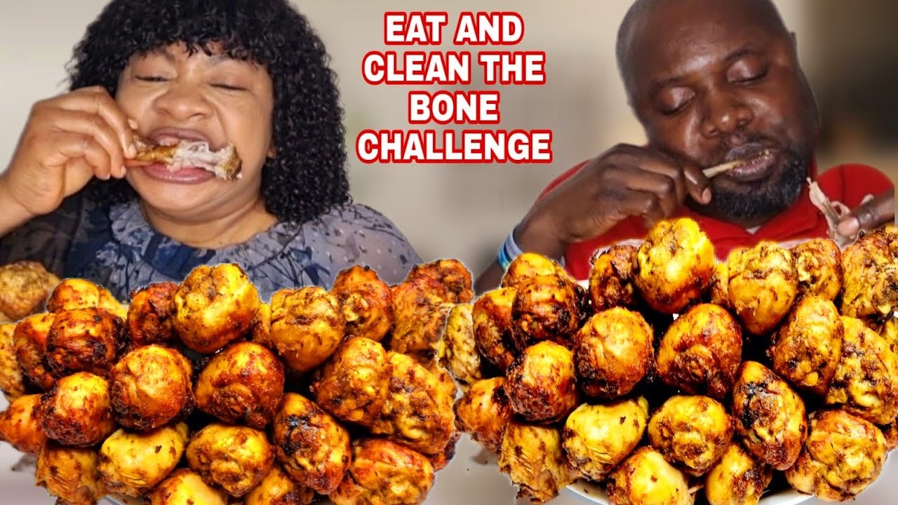 HILARIOUS EAT AND CLEAN THE BONE CHALLENGE| CHICKEN DRUMSTICKS AND SUYA ...