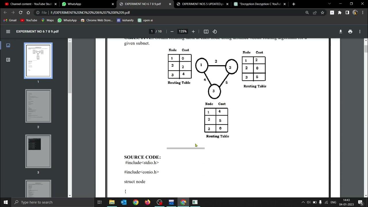 Distance Vector routing. Obtain a Routing table at each node using ...