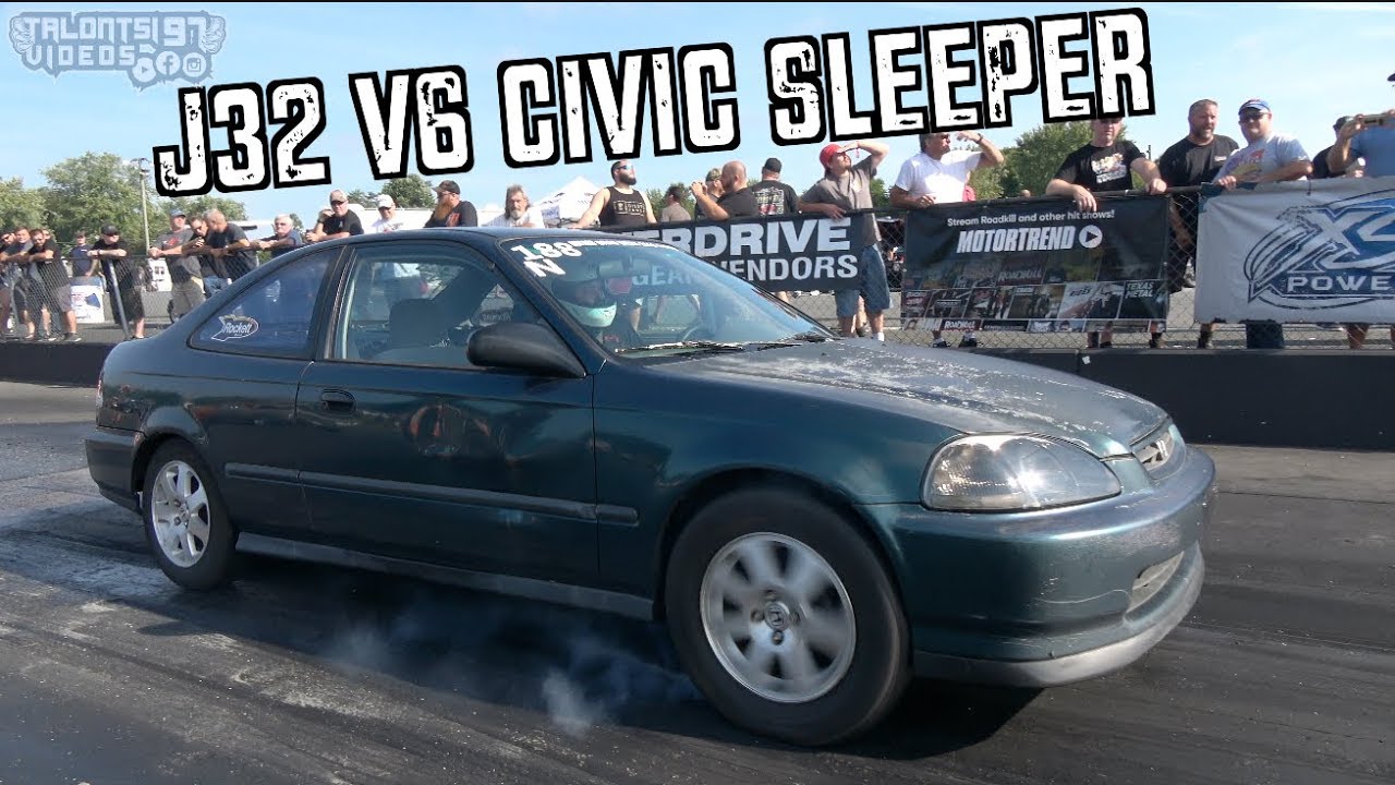 J32 V6 Swapped Civic Runs 12s During Drag Week 2019 - YouTube