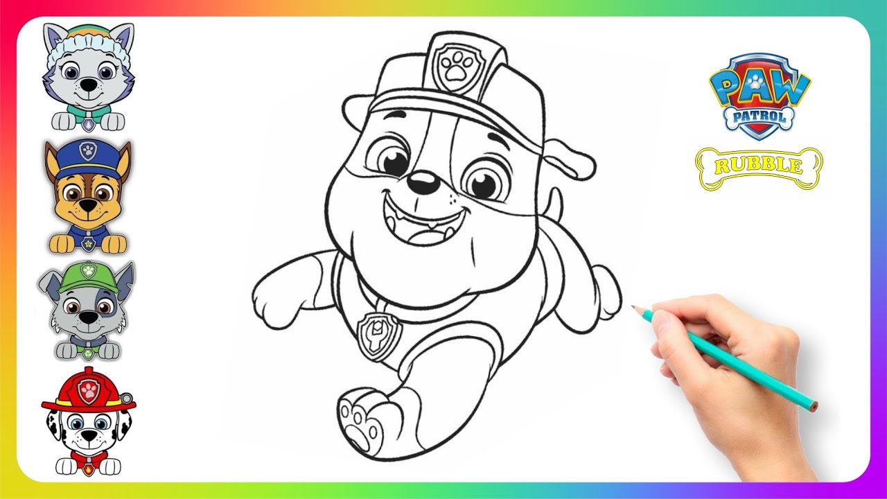 Drawing Rubble Step by Step || Drawing Paw Patrol Movie 🐾 - YouTube