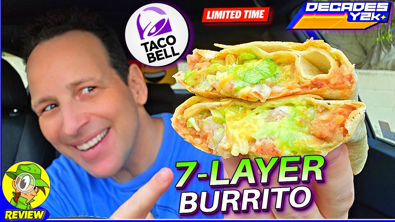 Taco Bell® 7-Layer Burrito Review 🌮🔔🥑🧀🌯 Decades Y2K Menu! 🤩 Peep THIS ...
