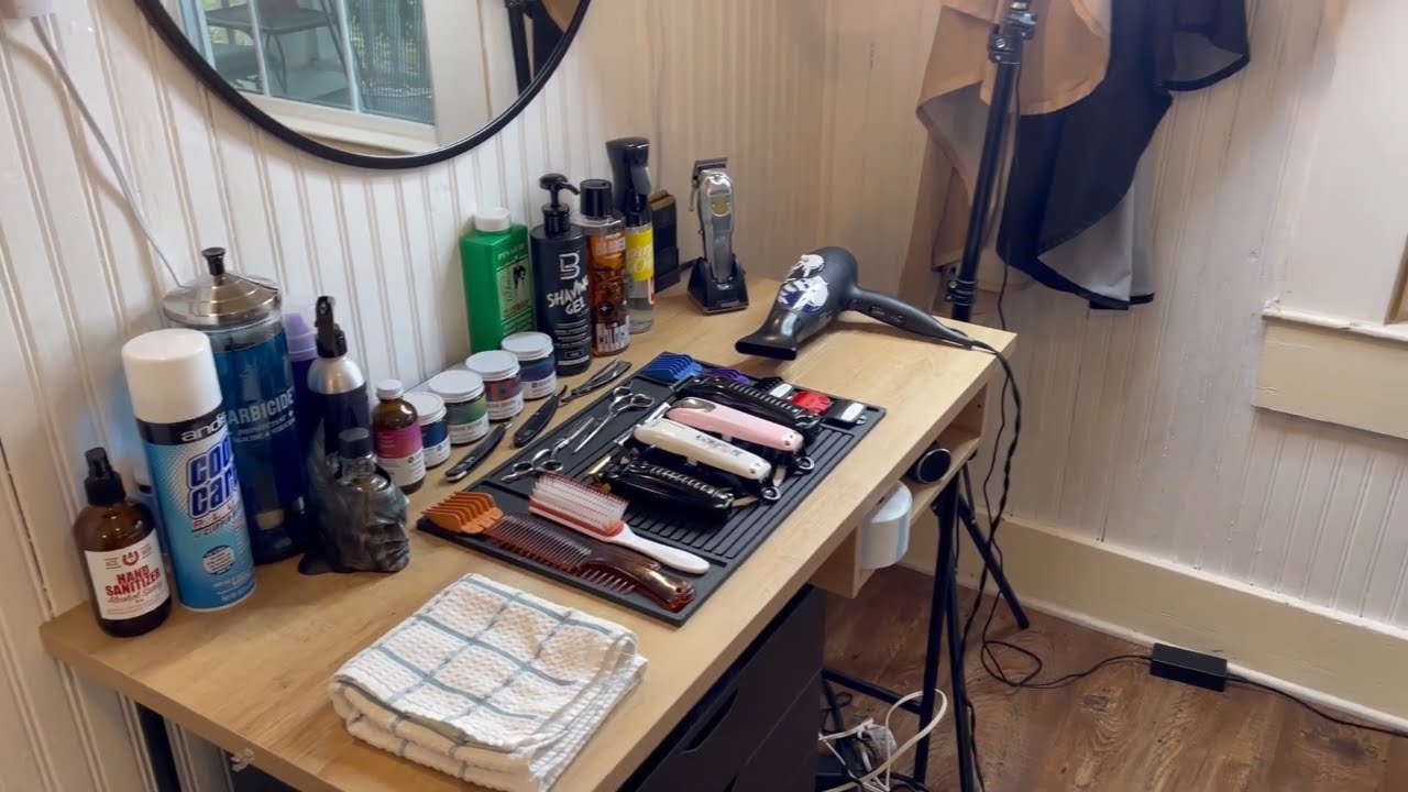 Barber Studio Tour and Station Setup | Turned a 1920's bedroom into ...