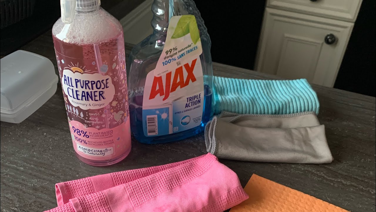Pour nettoyer mes carreaux je teste Ajax et all purpose Cleaner produit ...