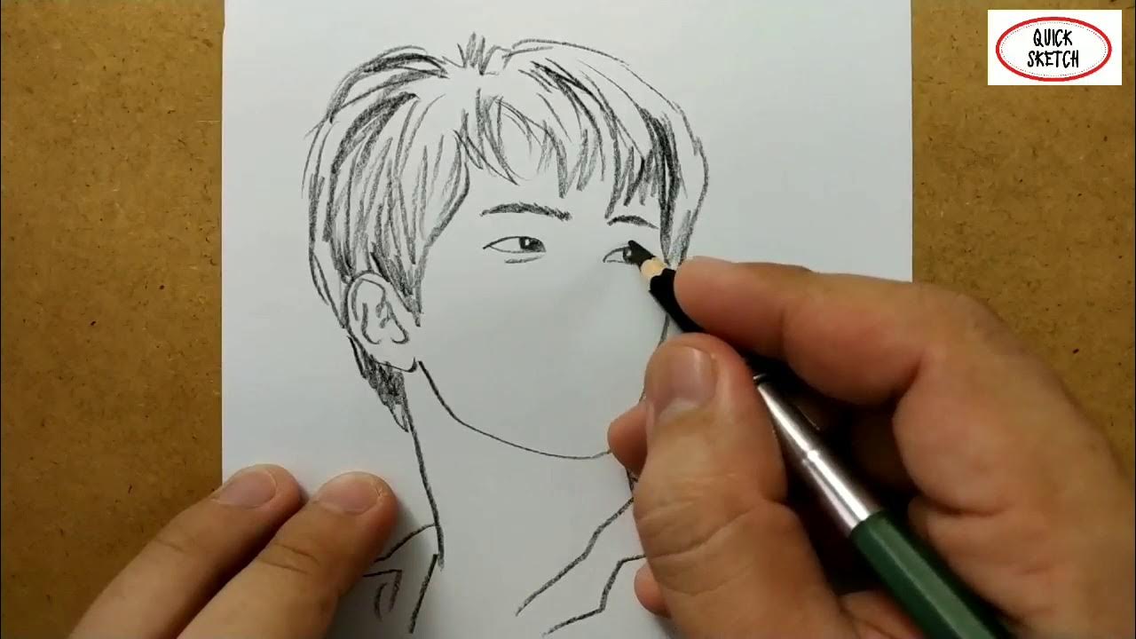 VERY EASY, how to draw BTS kpop boyband / quick sketch - YouTube