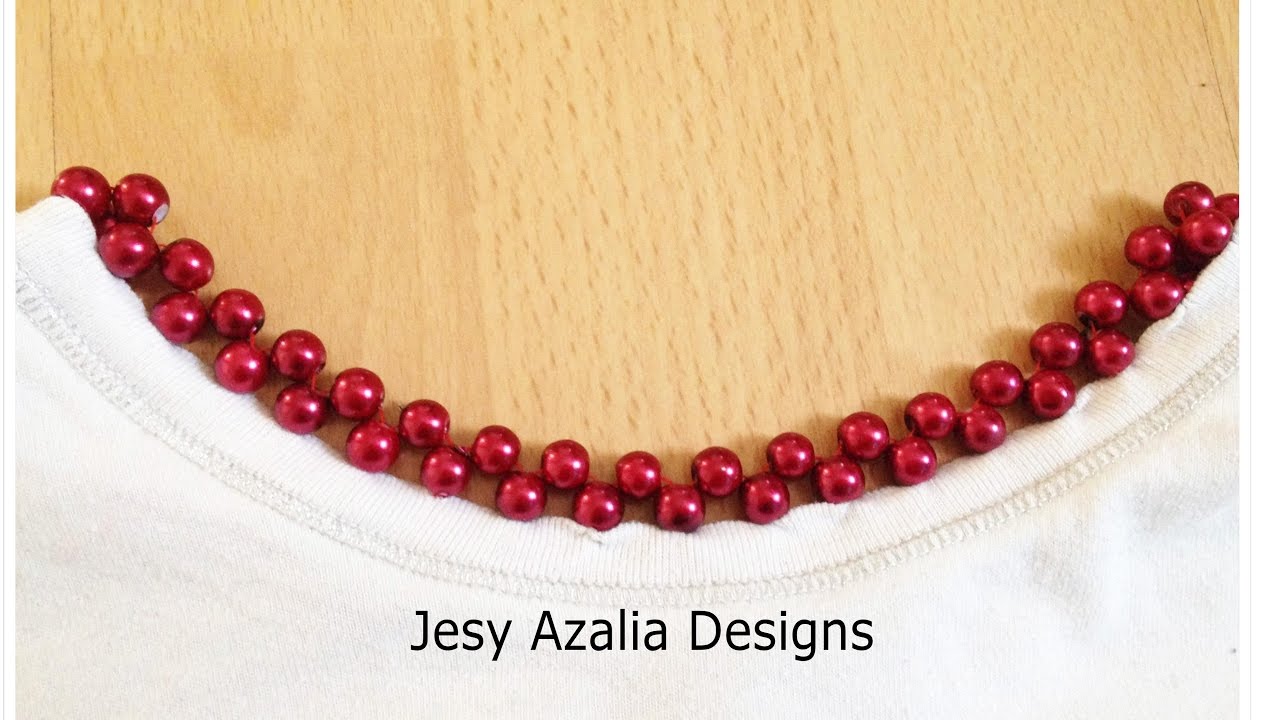 Easy beaded edging for your blouse or top dress - YouTube
