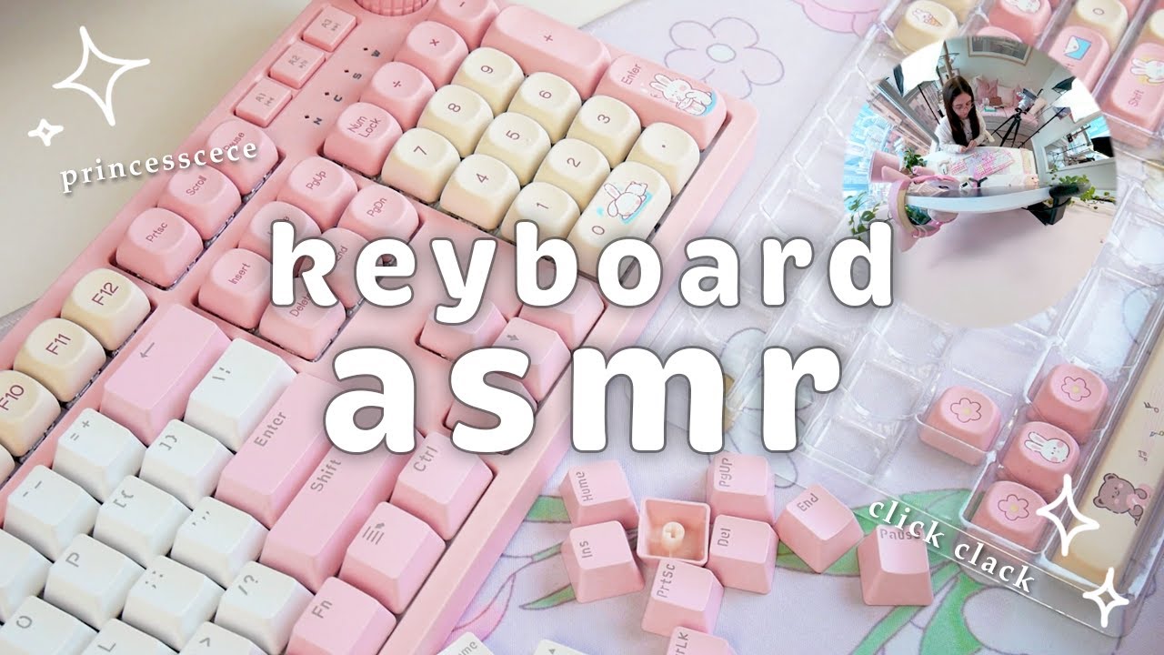🌥🤍 aesthetic keyboard asmr // relaxing unboxing & keycap application 🤍🌥 ...