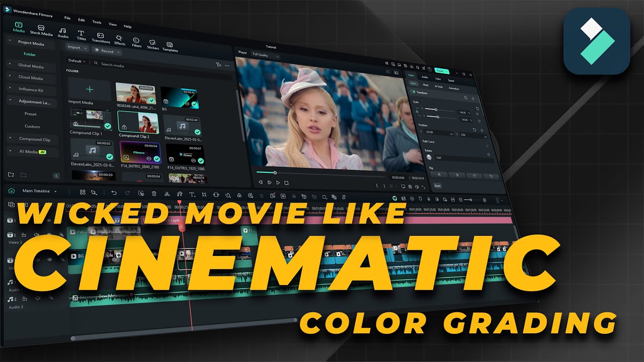 How to do Wicked Movie like Color Grading in FIlmora 14 - YouTube