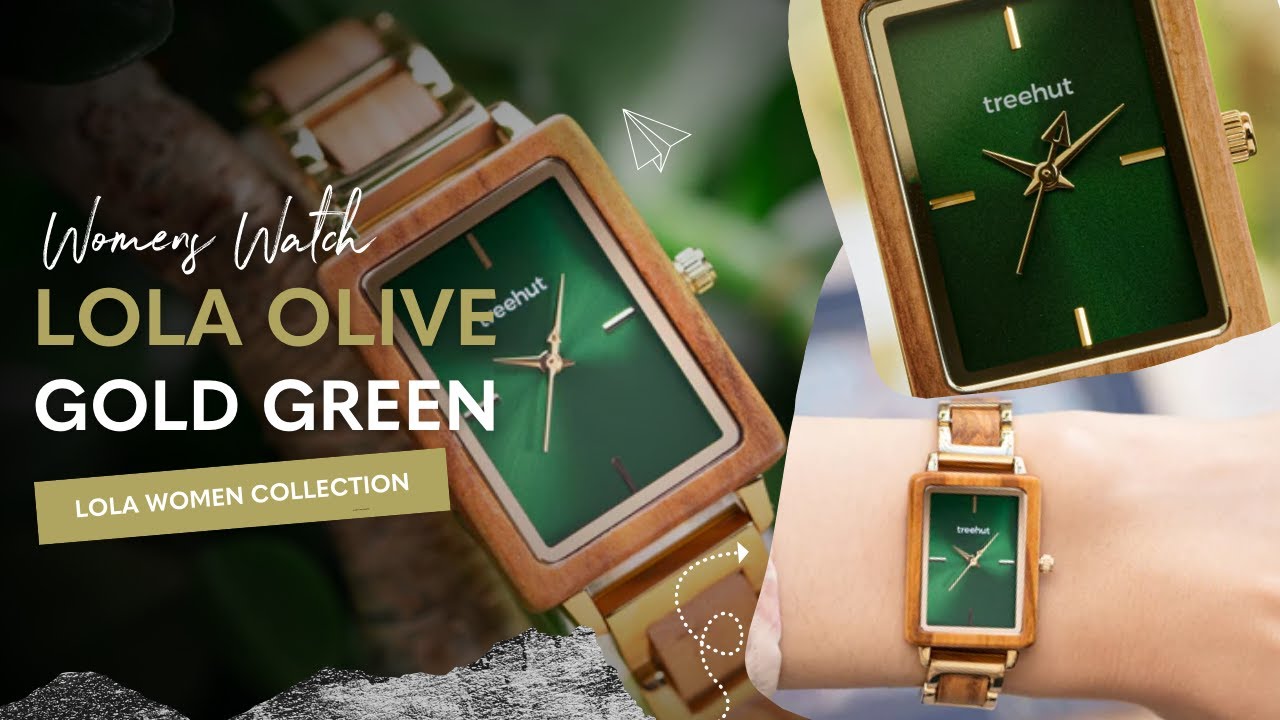 Lola Olive Gold Green Watch: Luxury Wood Watches for Women - YouTube
