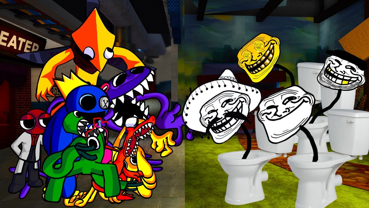 🔥Skibidi Toilet Trollface 🆚 Rainbow Friends: Chapter 2 All Phases | FNF ...