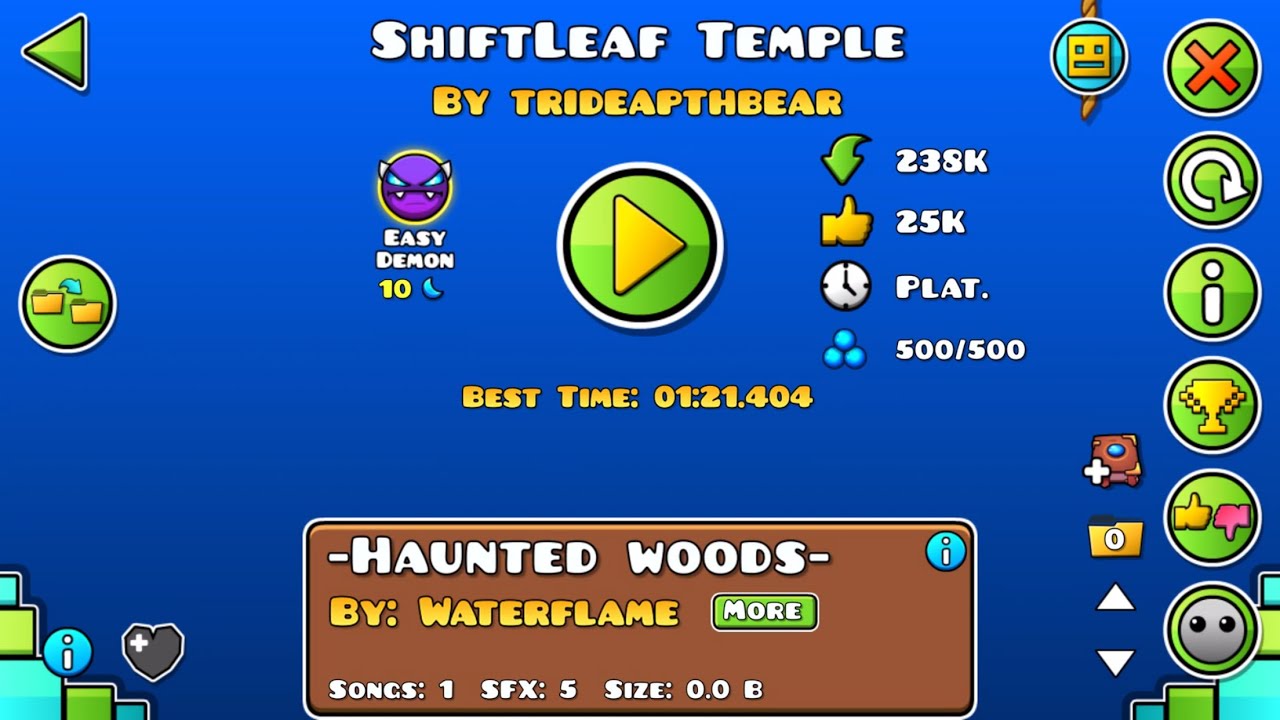 Geometry dash ShiftLeaf Temple | easy demon | platformer | 100% | 3 attempts | - YouTube