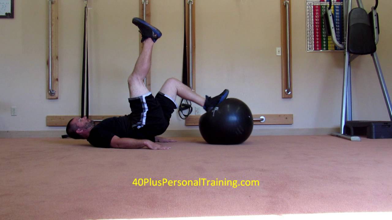 SWISS BALL SINGLE LEG HAMSTRING ROLLOUTS - YouTube
