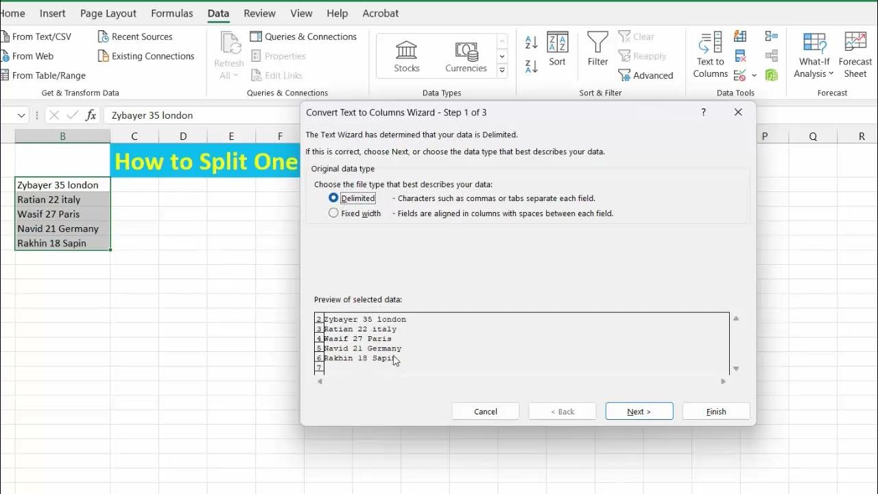 Create Split One Column into Multiple Columns in Excel - YouTube
