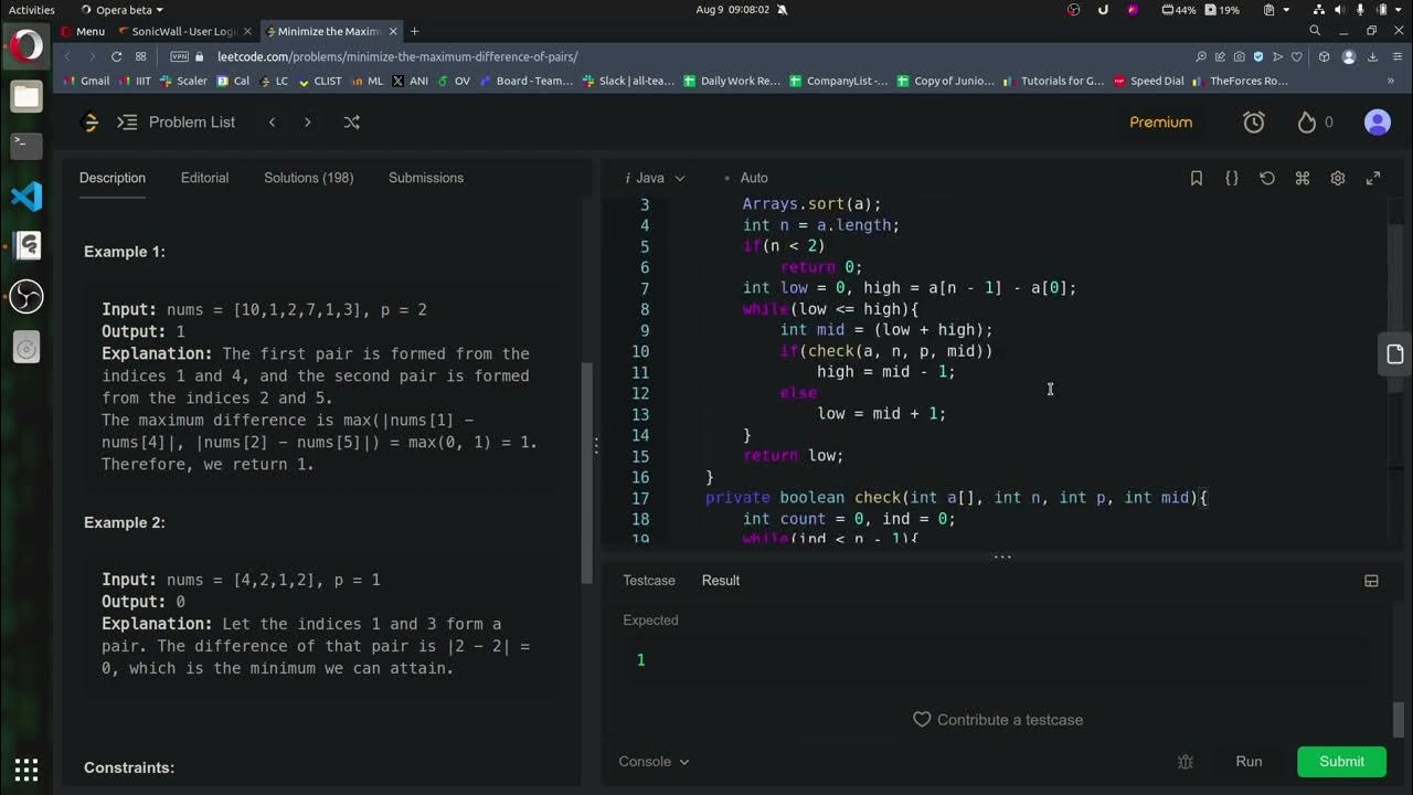 Leetcode Daily Challenge Minimize The Maximum Difference Of Pairs Lc 2616 Youtube
