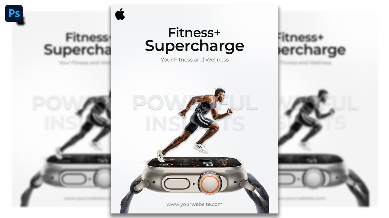 Apple Watch Fitness Poster Design in Photoshop | Clean & Modern Poster ...