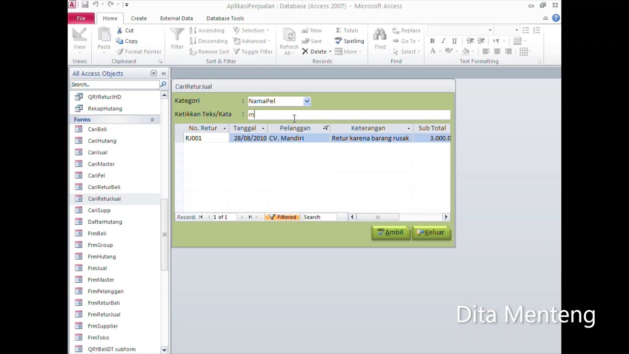29 Membuat Form Cari Retur Penjualan Barang - YouTube