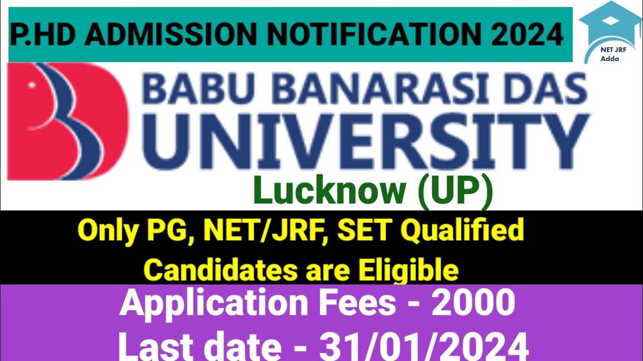 PHD ADMISSION NEW NOTIFICATION 2024//PHD NEW APPLICATION 2024//BBD ...