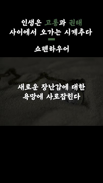 사는 게 고통일 때 쇼펜하우어 Youtube