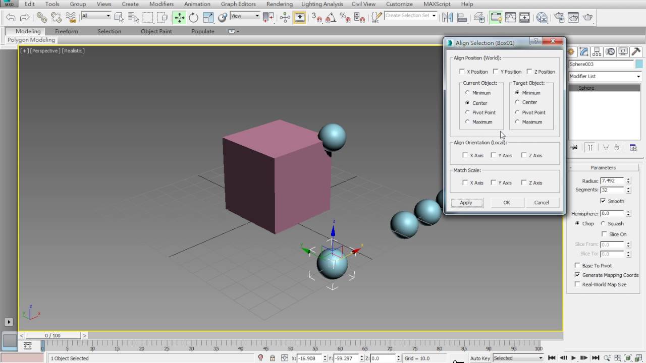 3ds Max 2015 教學課程 0036 Align對齊工具 練習 - YouTube