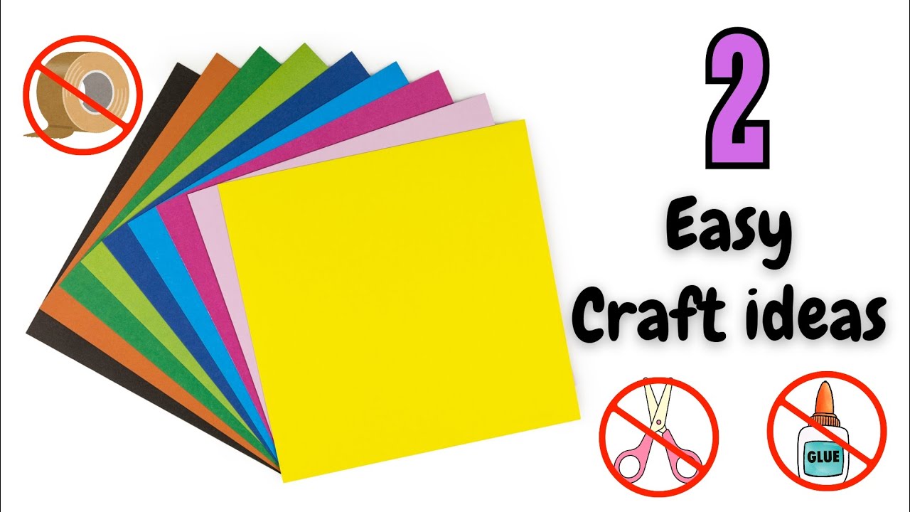 2 Easy paper crafts | Kids Crafts | Paper Craft without glue | No glue ...