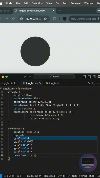 Dark mode toggle switch using JavaScript, CSS, and HTML #shorts # ...