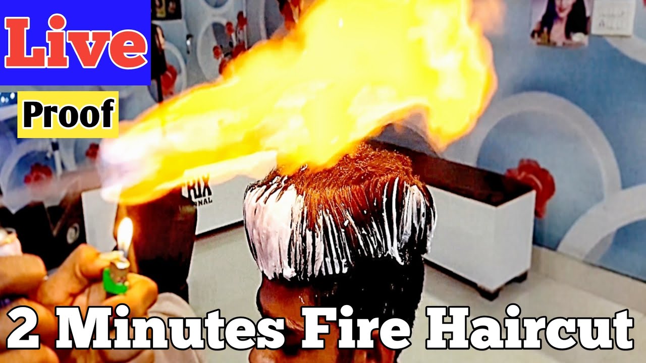 Fire Haircut Cutting ! Amazing Fire Haircut ! Only 2 Minutes Cut ...