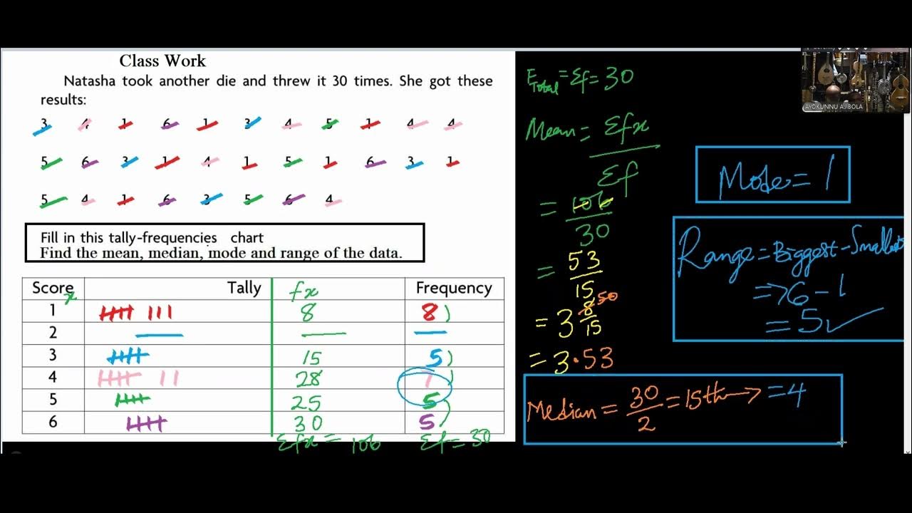 Year Seven Tally, Frequency, Mean, Median, Mode and Range - YouTube