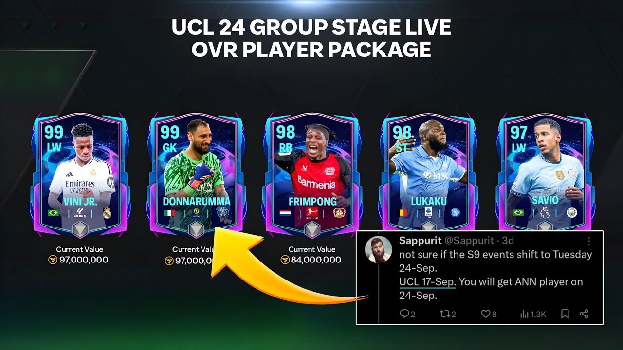 UCL 24 GROUP STAGE LIVE OVR PLAYER GIFT PACKAGE LE*KED 🤐🤯CONFIRMED DATE ...