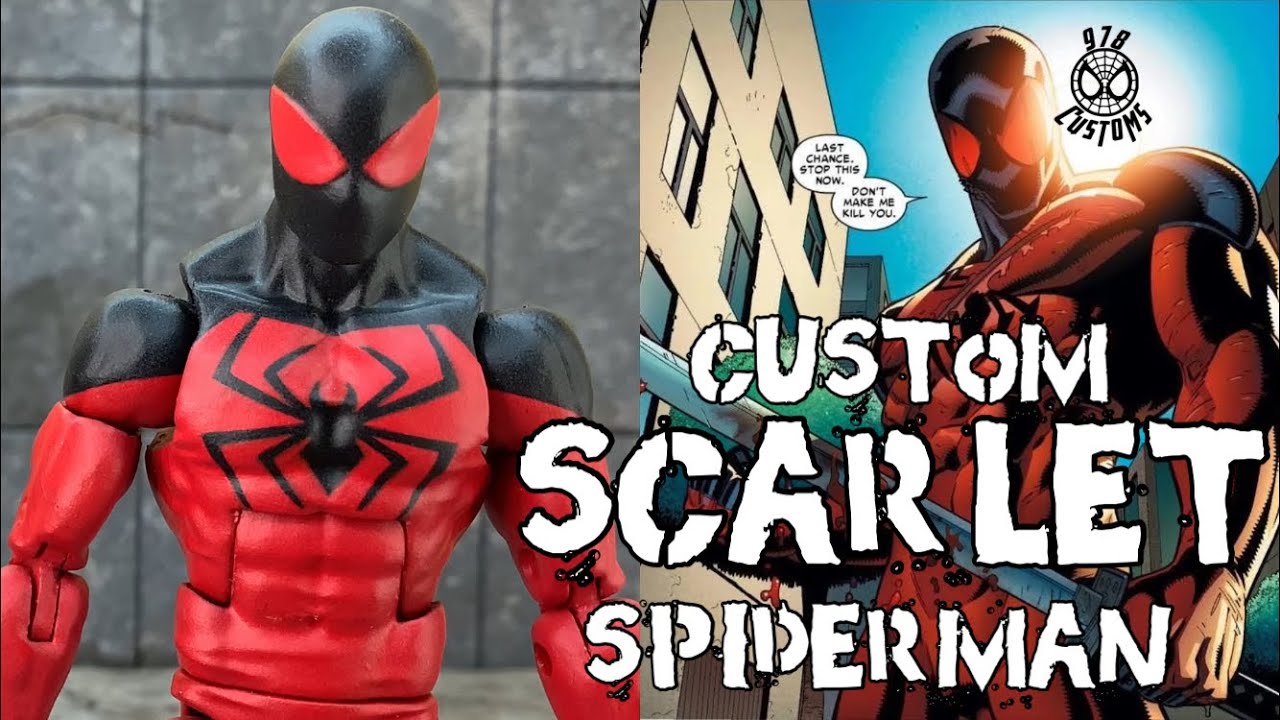 Custom Scarlet Spider-Man Kane Marvel Legends 6” action figure review ...