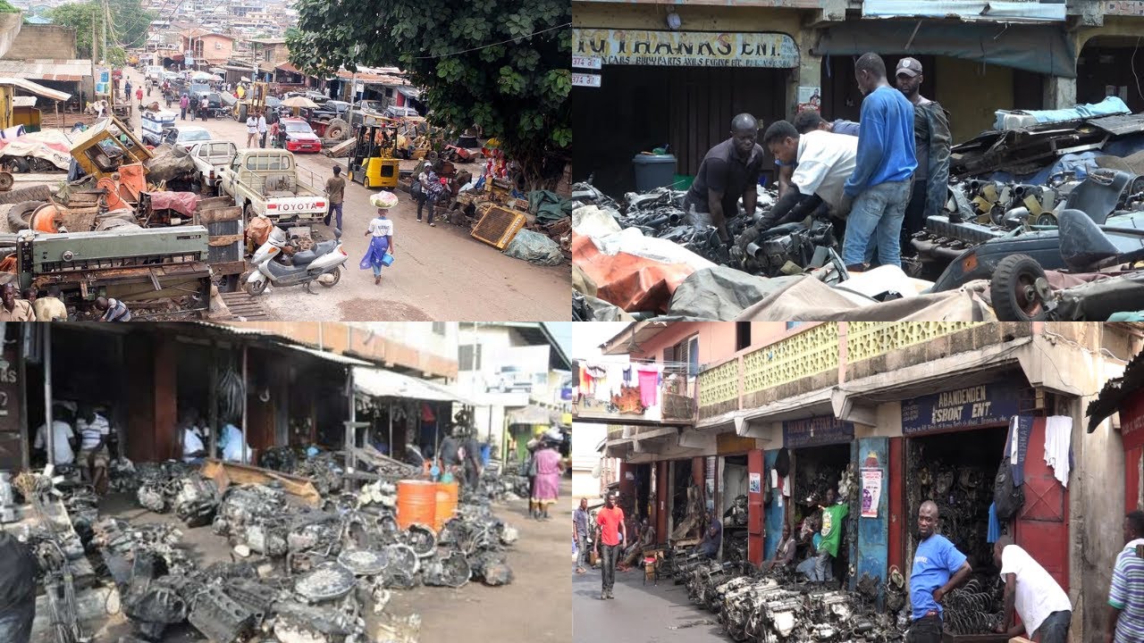 Kumasi Suame MAGAZINE Biggest Auto Spare Parts Enclave in Ghana. - YouTube