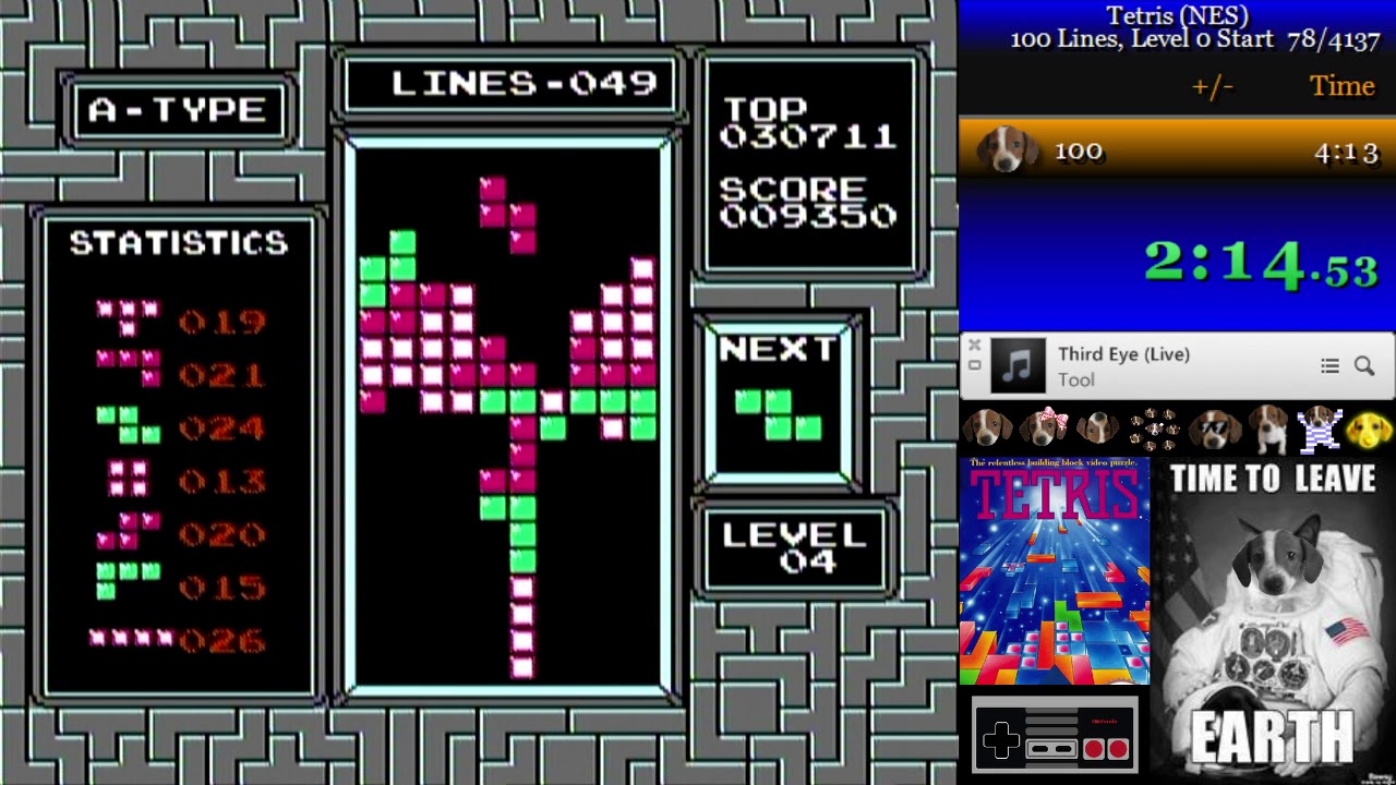 Tetris (NES) - 100 Lines, Level 0 Start in 4:11 - YouTube