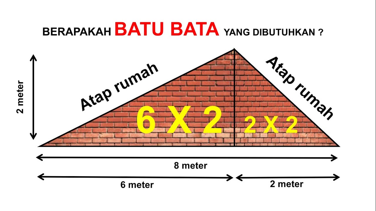 cara menghitung kebutuhan BATU BATA untuk dinding atap rumah ukuran 8 x ...