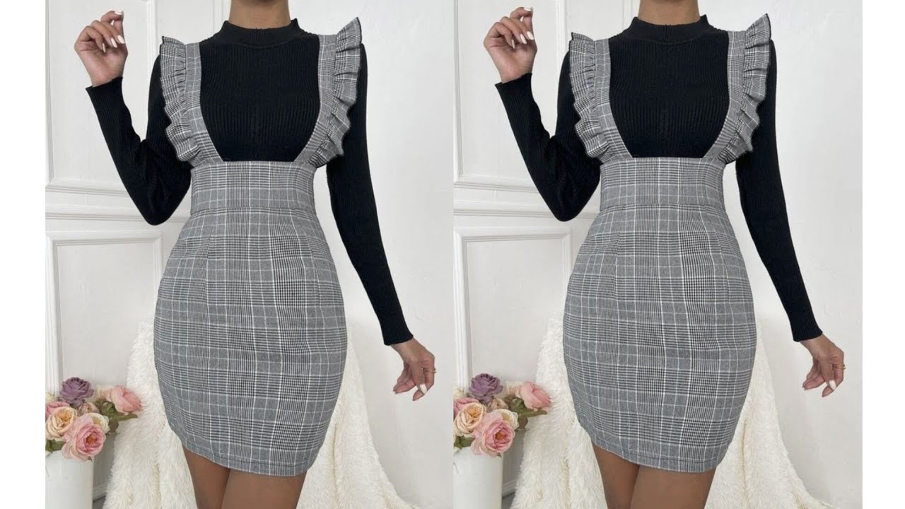 How to Cut and Sew this Stylish Ruffle Trim Pinafore Body Cone Dress ...