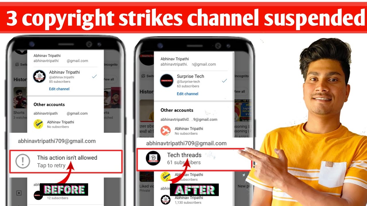 3 copyright strikes channel suspended | how to back youtube channel ...