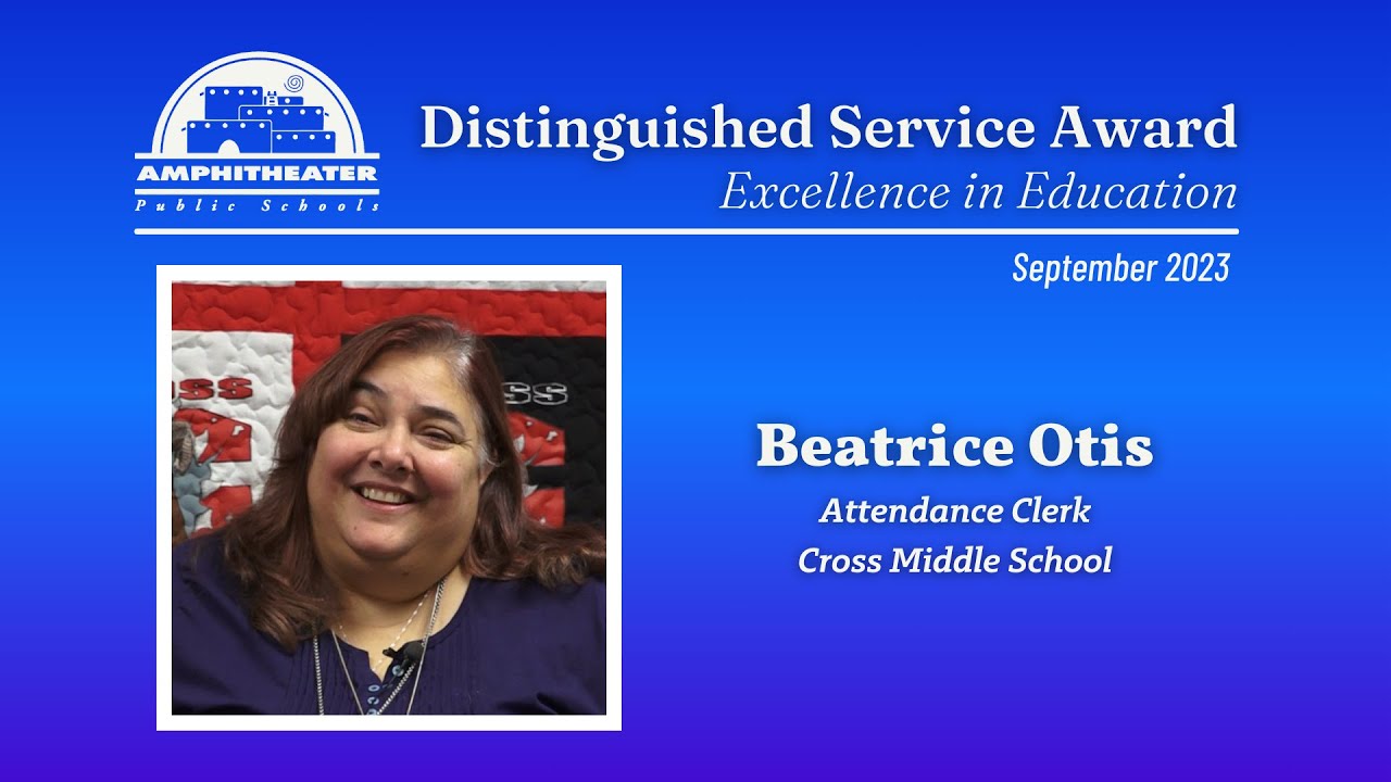 September Distinguished Service Award Winner: Beatrice Otis - YouTube