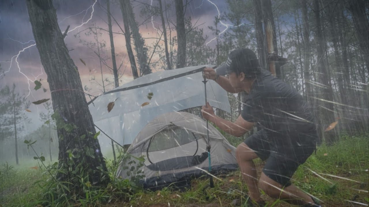 SURVIVING THE MOST INTENSE RAINSTORM WHILE CAMPING ‼️ A day to Remember ...