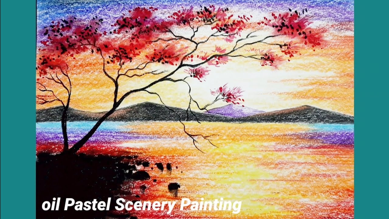 Beautiful Scenery Painting || Nature scenery drawing step by step - YouTube