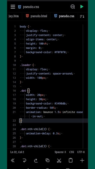 Simple Bouncing Dots Loader #coding #loader #loaderanimation #programming #css #html #shorts ...