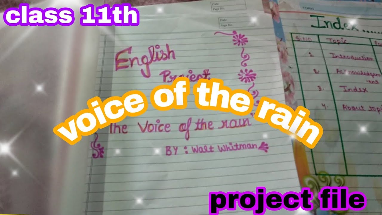 English project file on voice of the rain clàss 11th project file - YouTube