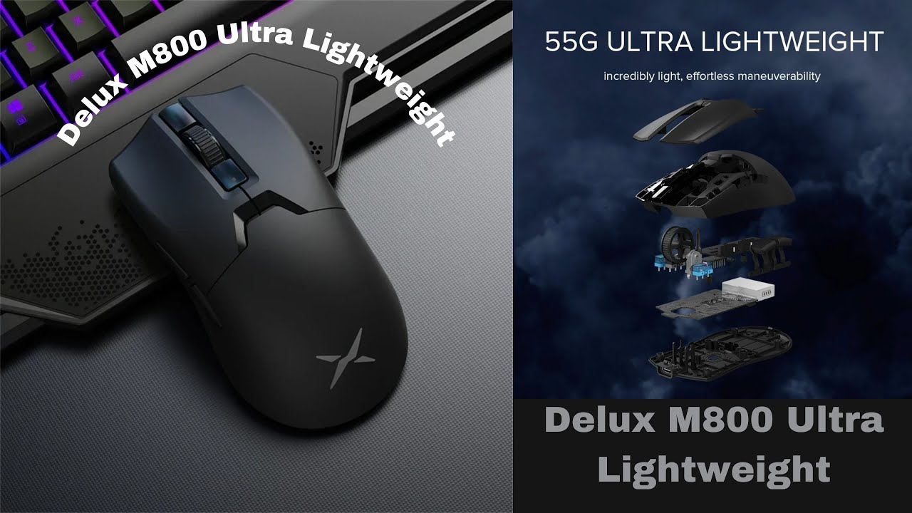 Delux M800 Ultra Lightweight 55g Gaming Mouse Review | 26000 DPI Tri ...
