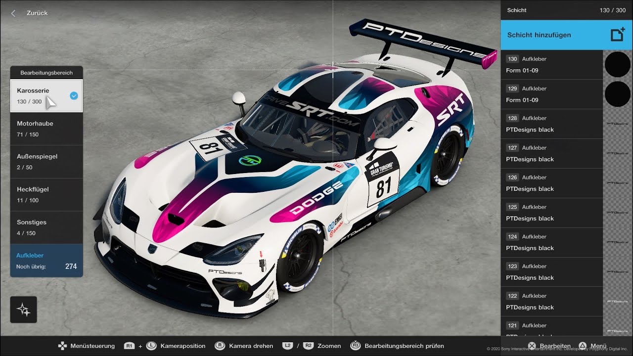 PTDesigns - SRT Viper GT3-R - Livery editor - Gran Turismo Sport - YouTube