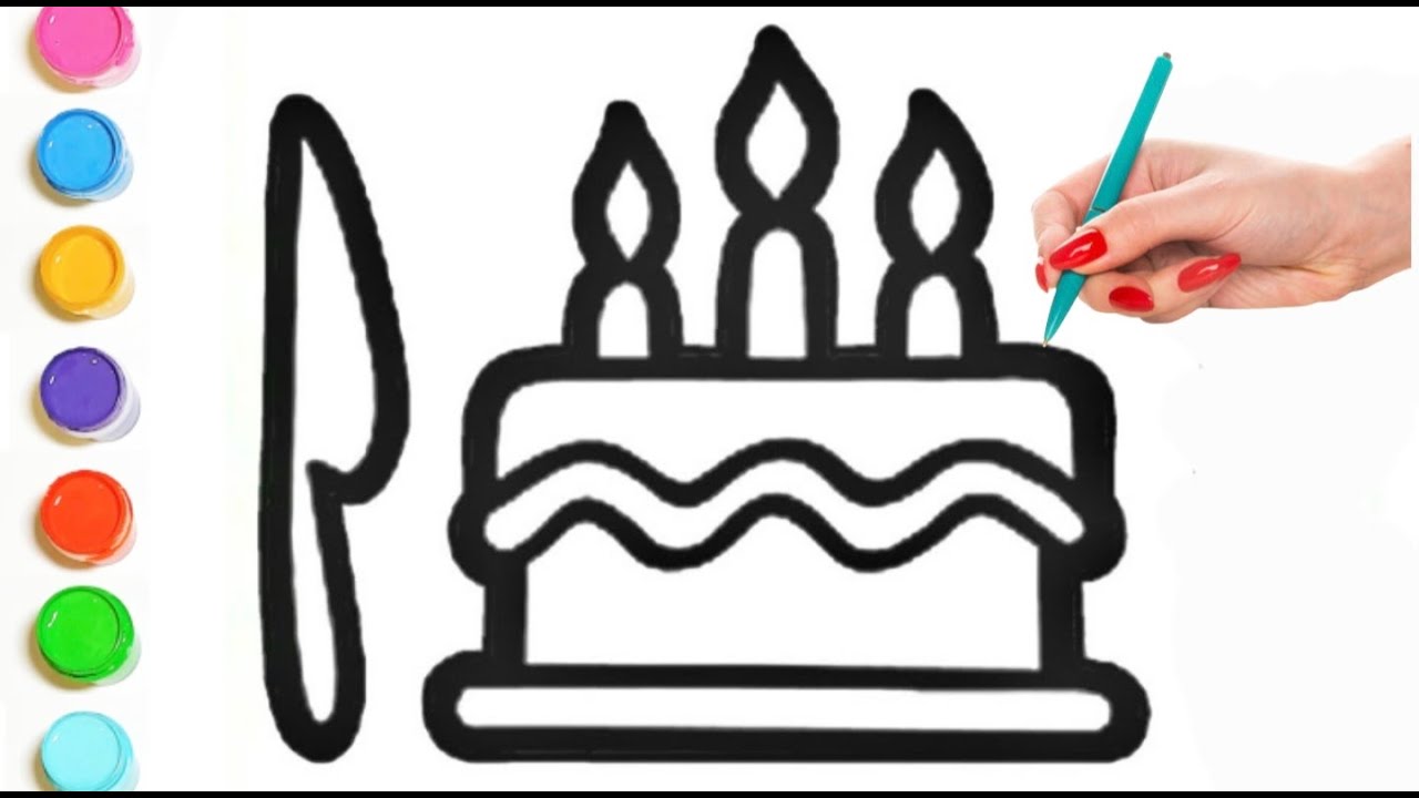 Big birthday cake drawing,painting colour for kids,toodles ideas for ...