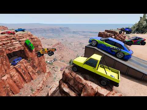 Racing Random Cars on Huge Jumps and Cliffs