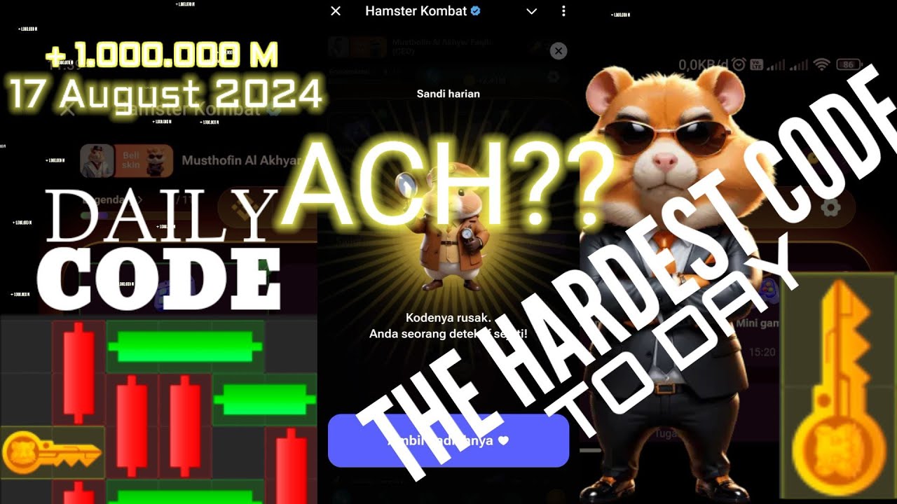 HAMSTER KOMBAT UPDATE!!! 17 AUGUST 2024 THE HARDEST CODE CHIPER TODAY - YouTube