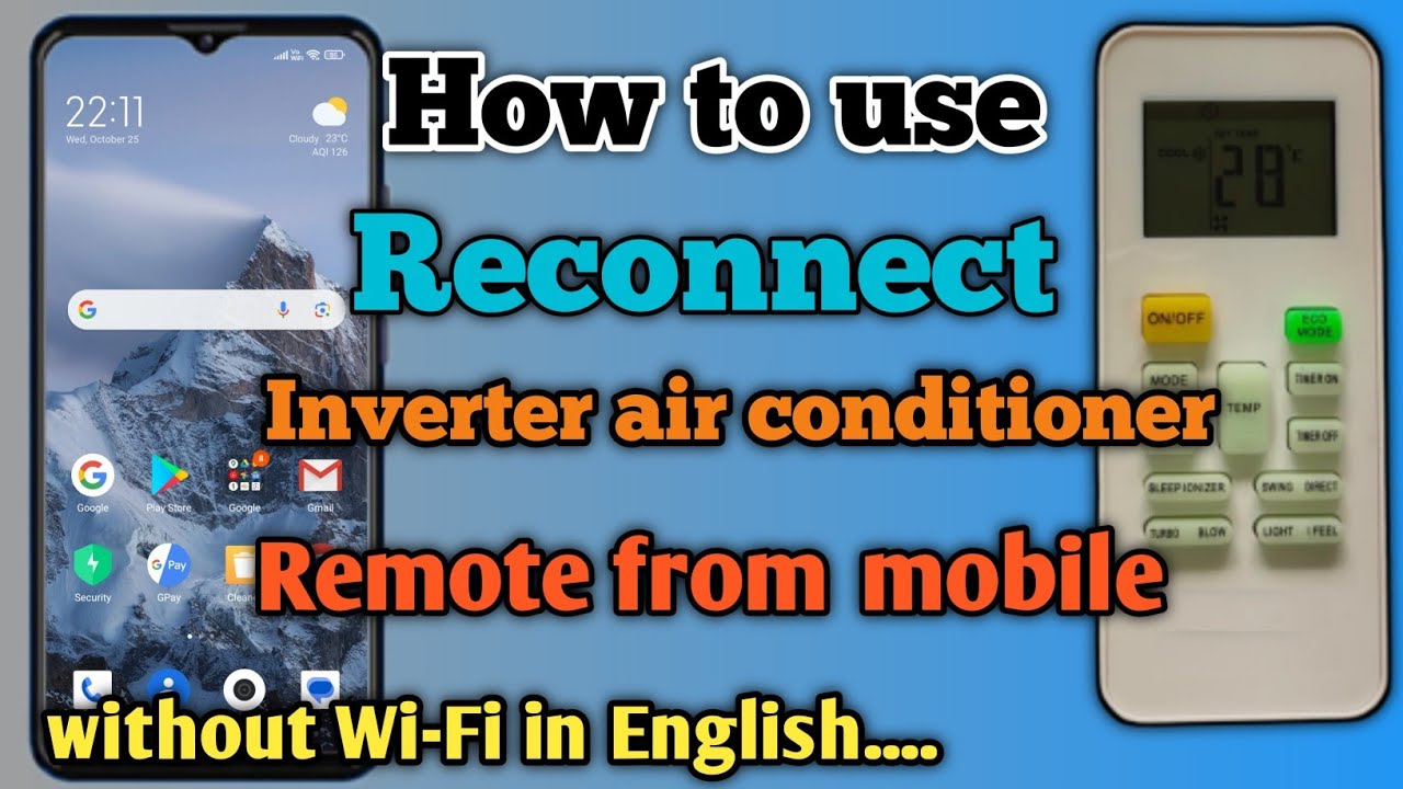 how to use reconnect inverter ac remote in mobile in English| how to ...
