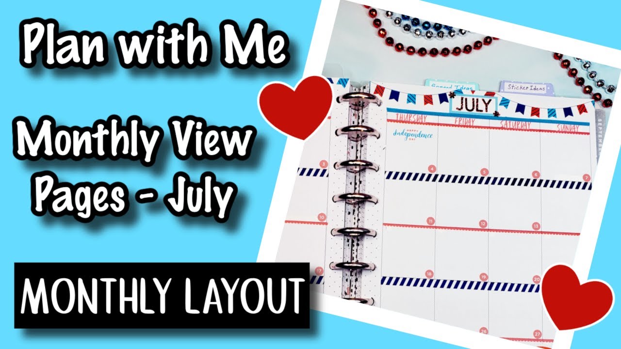 Plan with Me ~ Monthly View in my Monthly Layout Happy Planner ~ July ️ ...